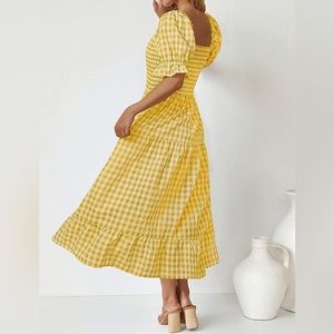 Merokeety | Dresses | Merokeety Womens Plaid Square Neck Ruffle Puff ...